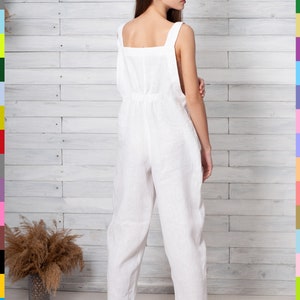 Loose Linen Jumpsuit. White Jumper. Linen Overall. Natural Romper ...