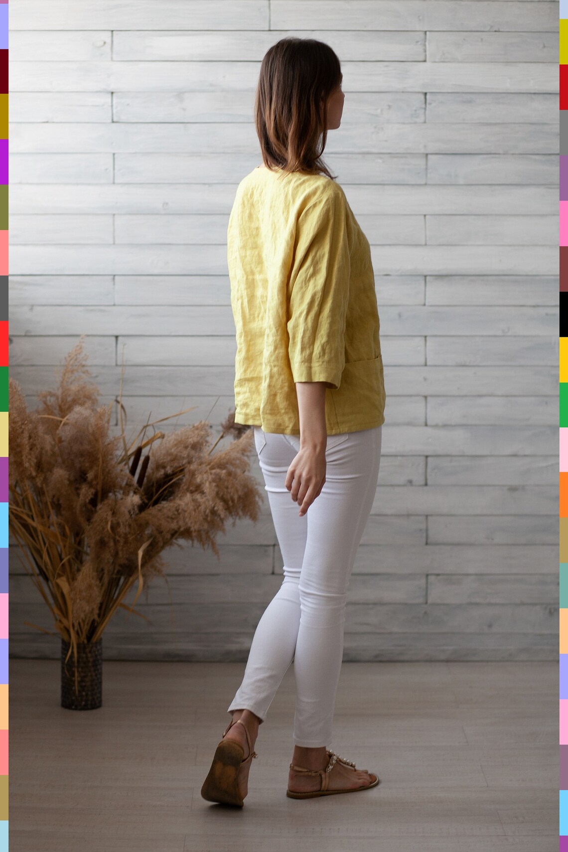 Yellow Linen Shirt. Flax Loose Top. Oversized Linen Top. - Etsy