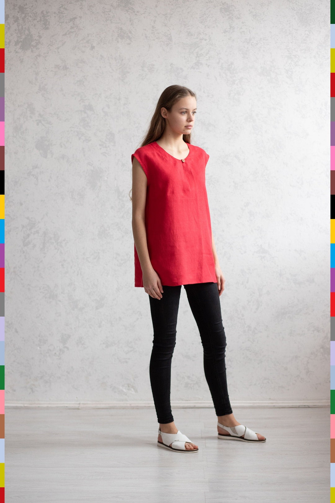 Pink Linen Top. Linen Tee. Linen Summer Top. Top With Button. - Etsy