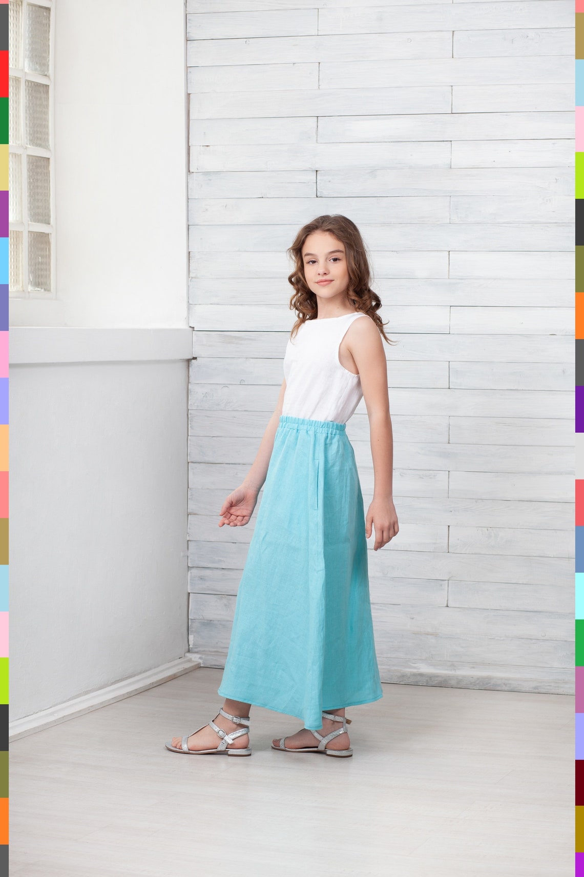 Blue Kids Skirt. Maxi Girls Skirt. Long Linen Skirt. Kids - Etsy