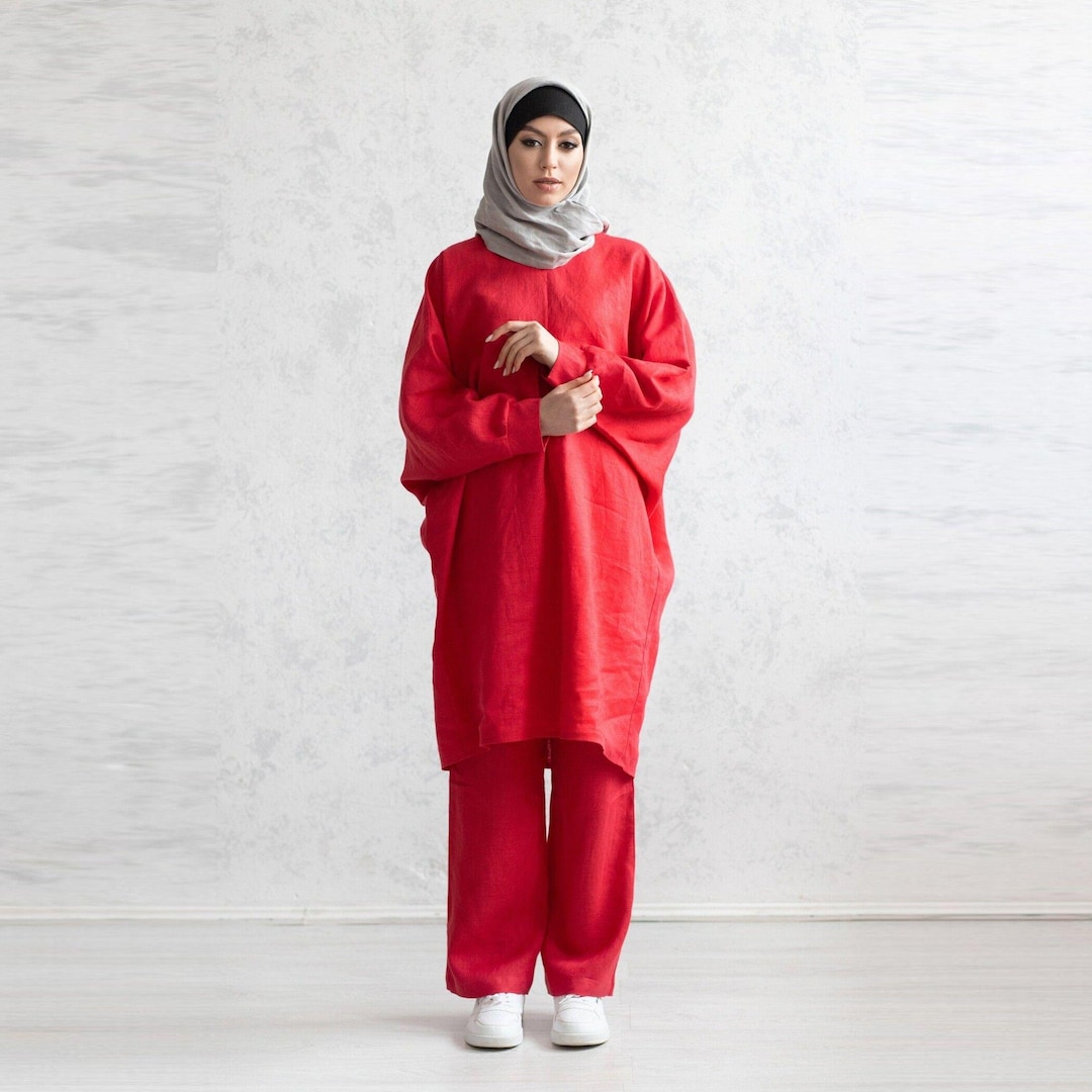 Two Piece Abaya. Ramadan Outfit. Casual Abaya Set. Linen Muslim ...