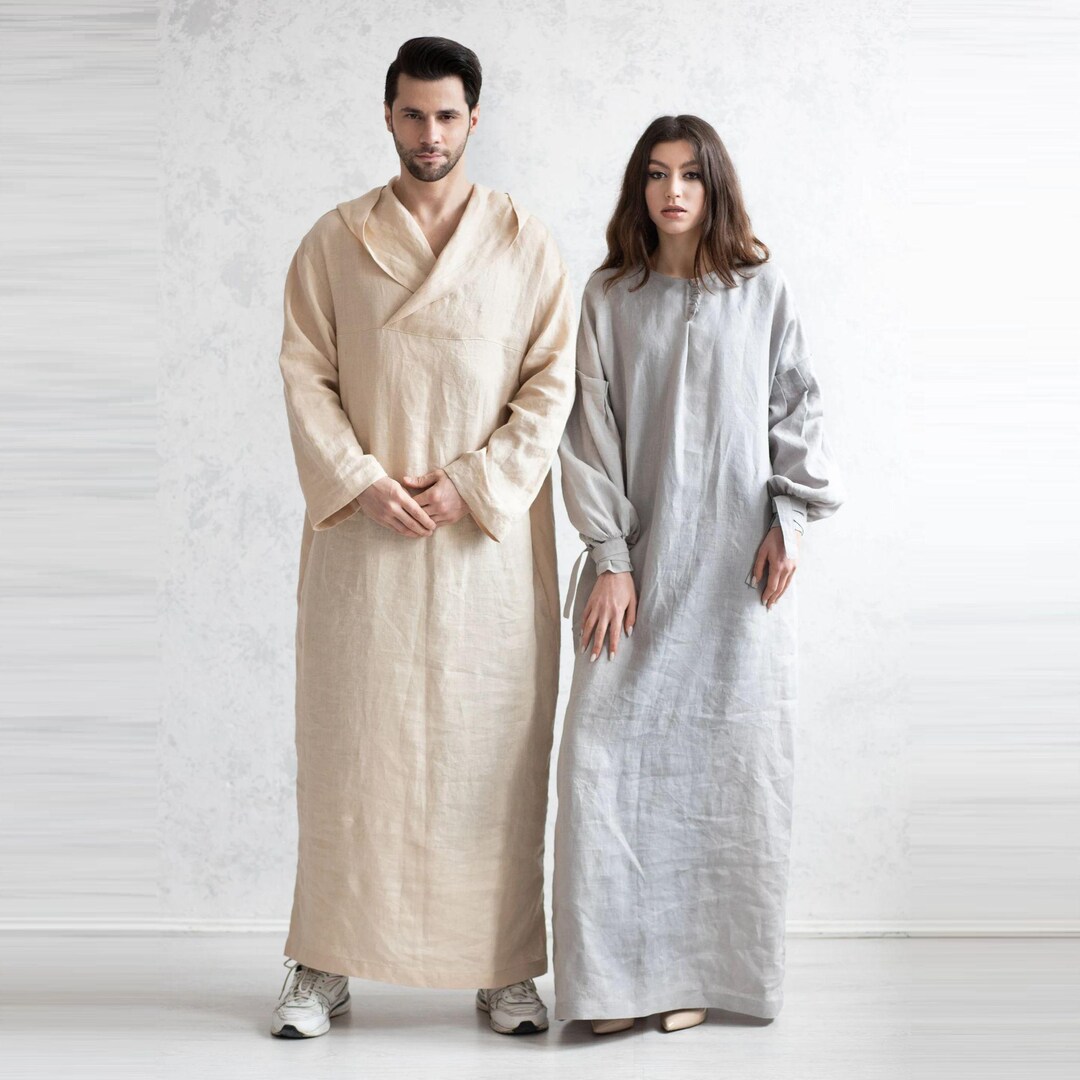 Men’s Linen Kaftan. Flax Thobe. Muslim Men Caftans. Robe for Prayer ...