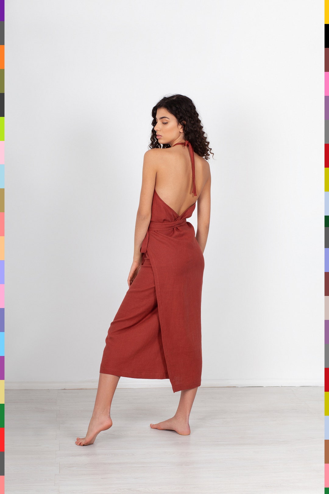 Terracotta Dress. Flax Dress. Backless Apron Dress. Pinafore Dress ...