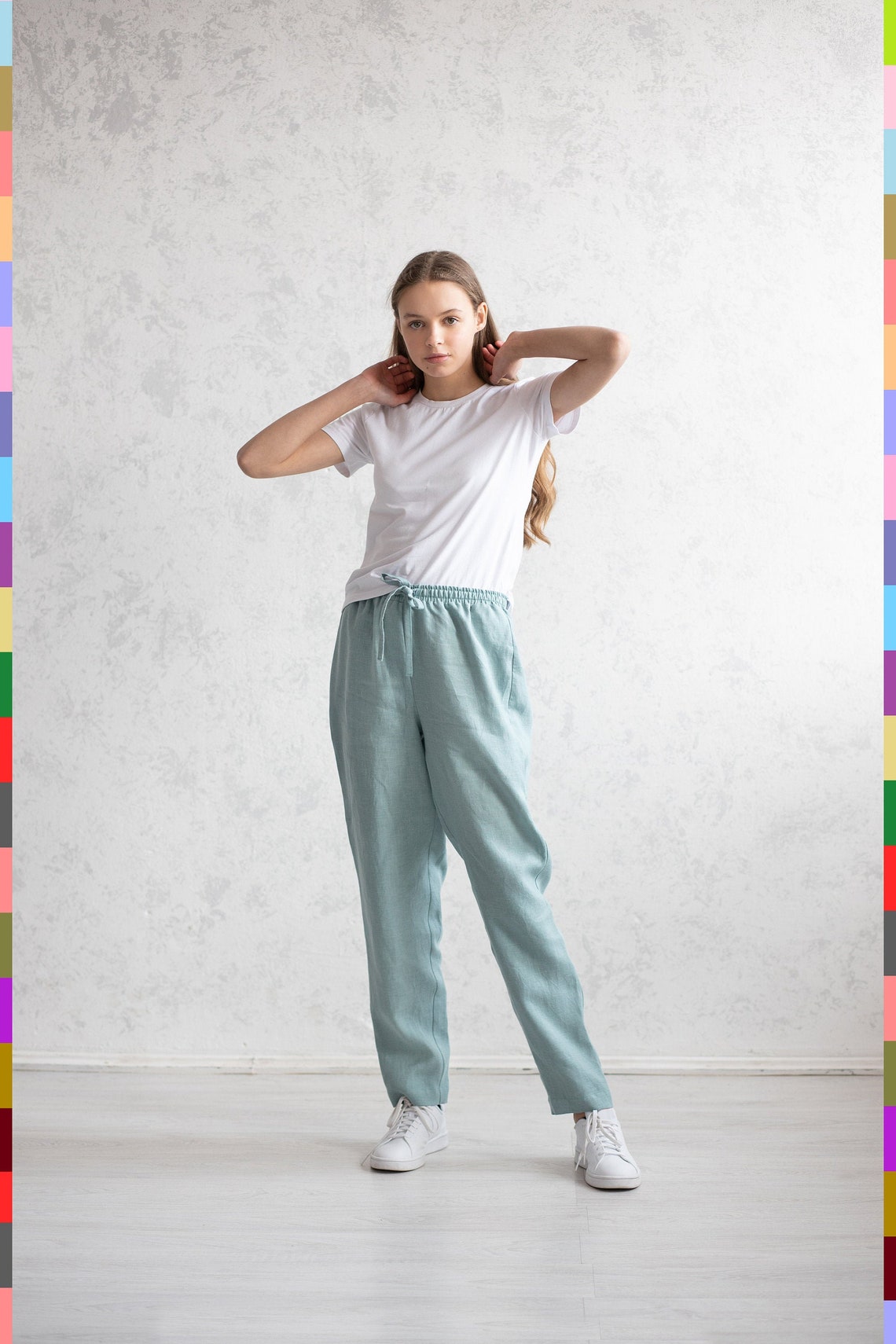 Summer Linen Pants. Classic Linen Pants. Aquamarine Pants. | Etsy