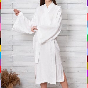 White Linen Robe. Handmade Linen Robe. Linen Loungewear. Bathrobe ...