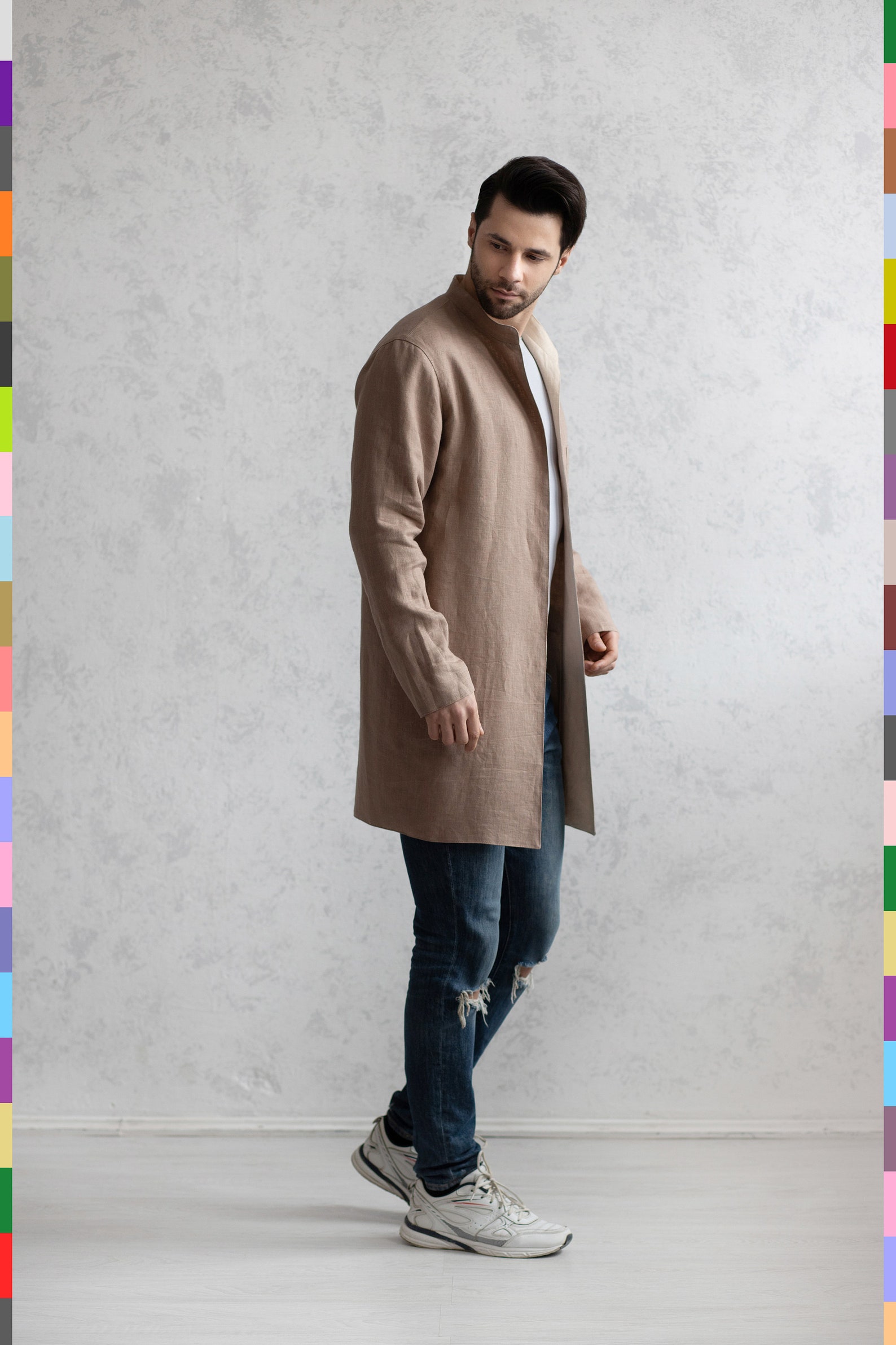 100% Pure Linen italy. Linen Double-sided Men Coat. Flax - Etsy