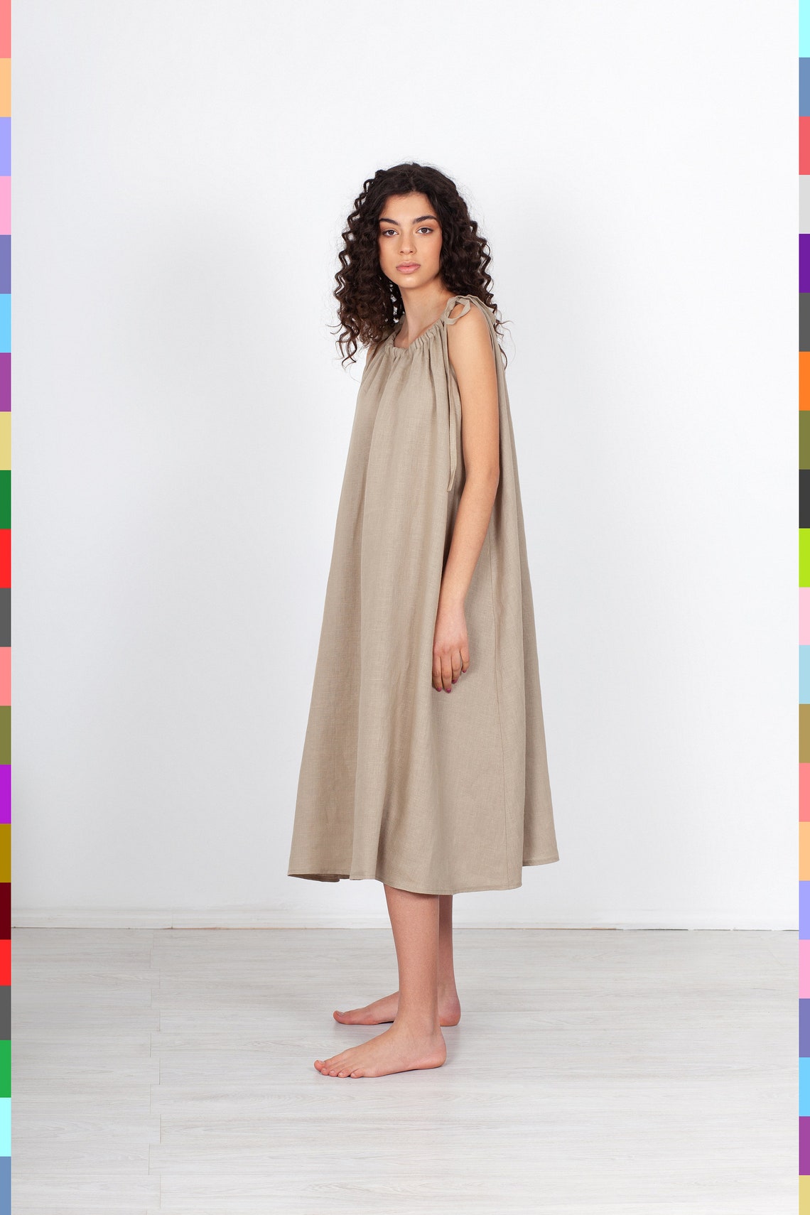 Beige Linen Dress. Loose Flax Dress. Oversized Dress. Linen - Etsy