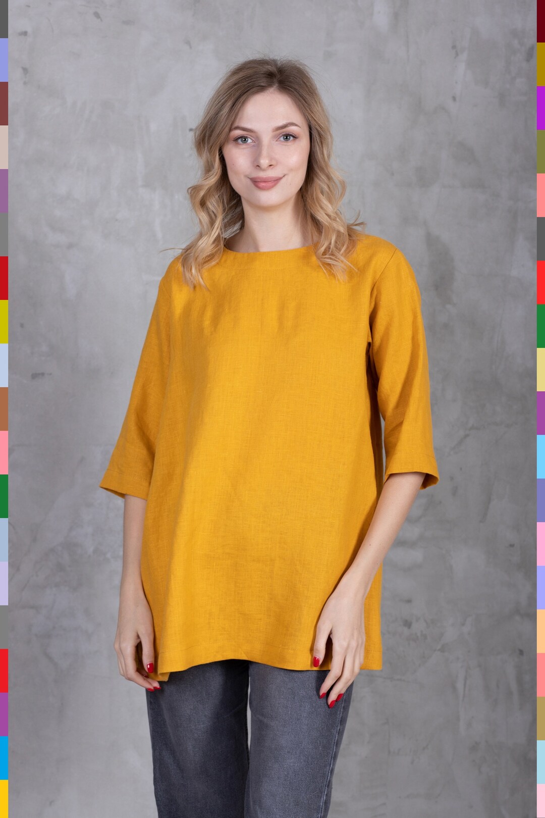 Gold Linen Top. Flax Shirt. Linen Tunic. Linen Blouse. Simple Linen Top ...