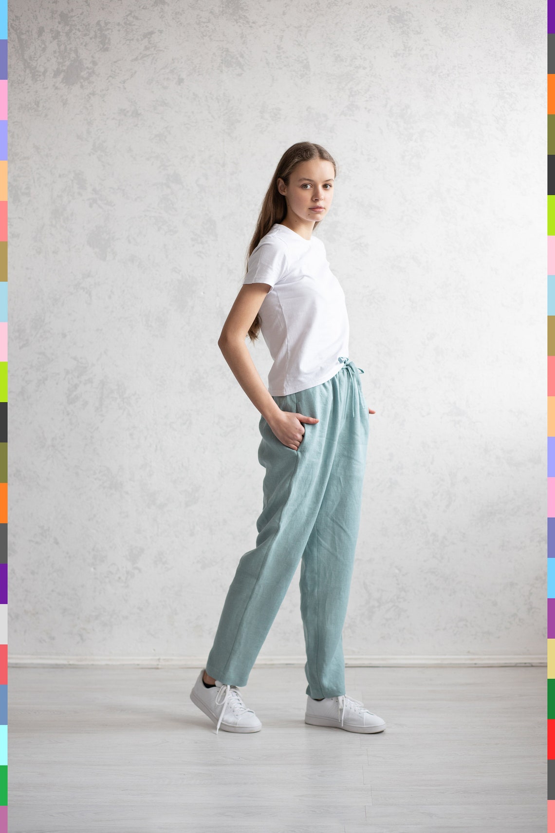 Summer Linen Pants. Classic Linen Pants. Aquamarine Pants. | Etsy