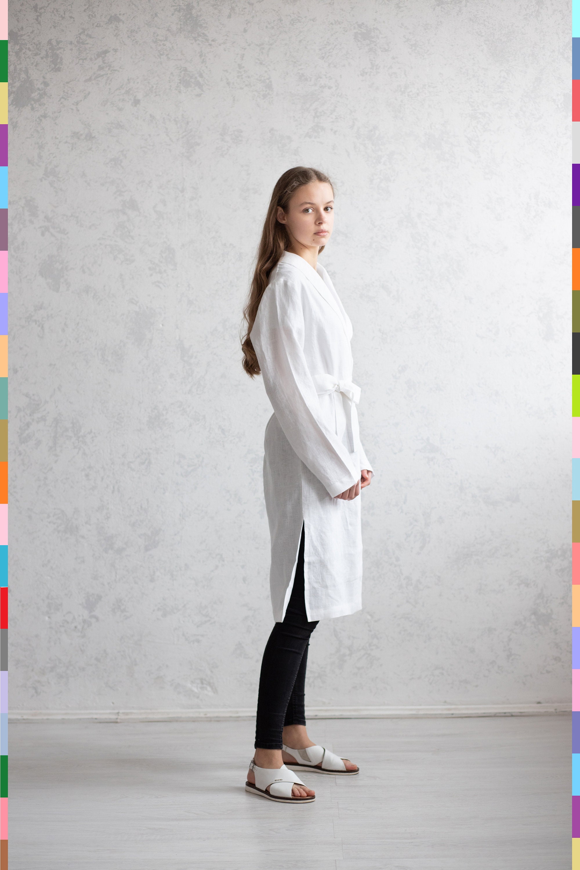 White Linen Robe. Handmade Linen Robe. Linen Loungewear. - Etsy