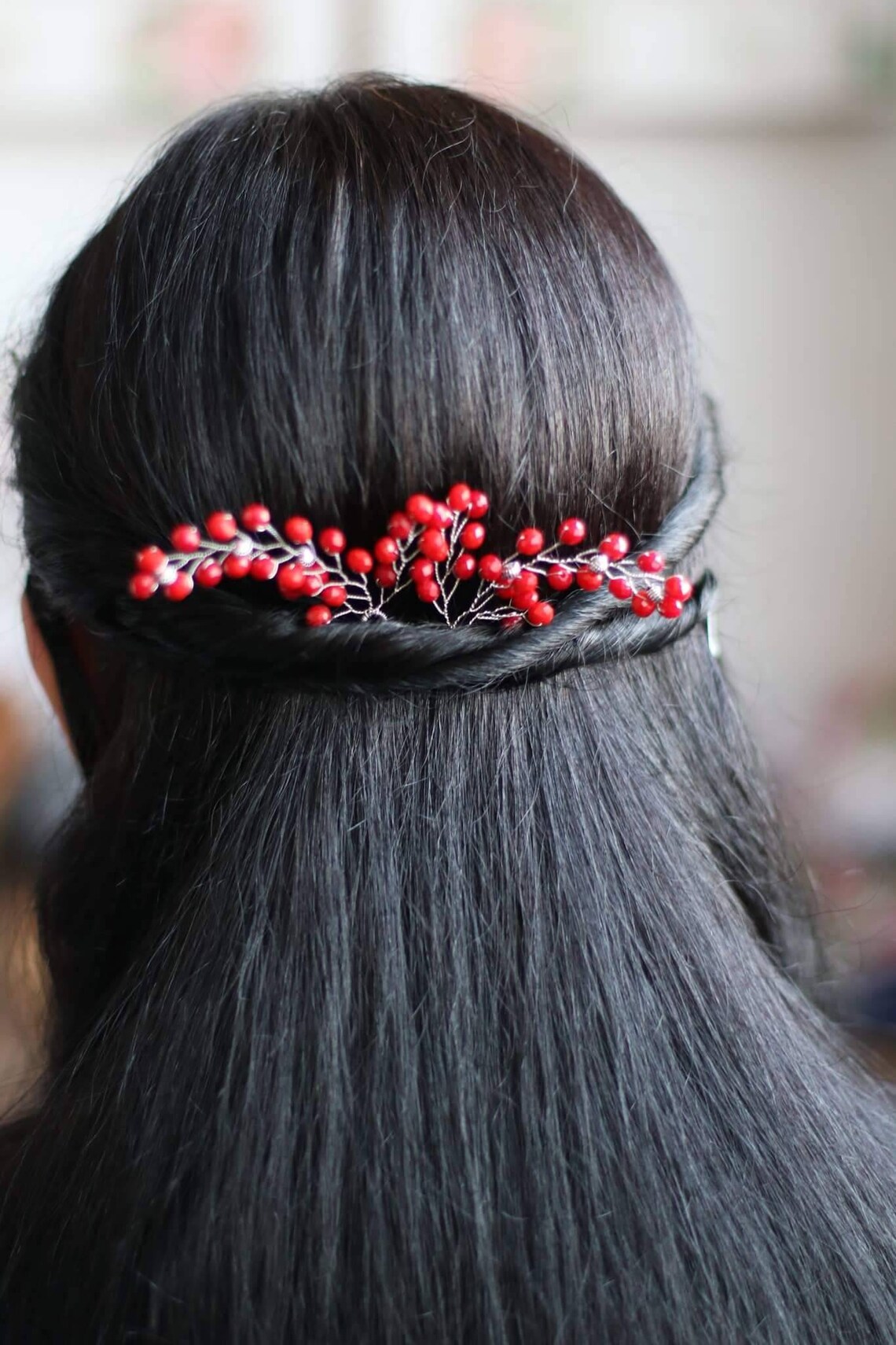 Red Hair Pin Bridal Hair Pins Crystal Hair Pins Wedding Hair Pieces ...