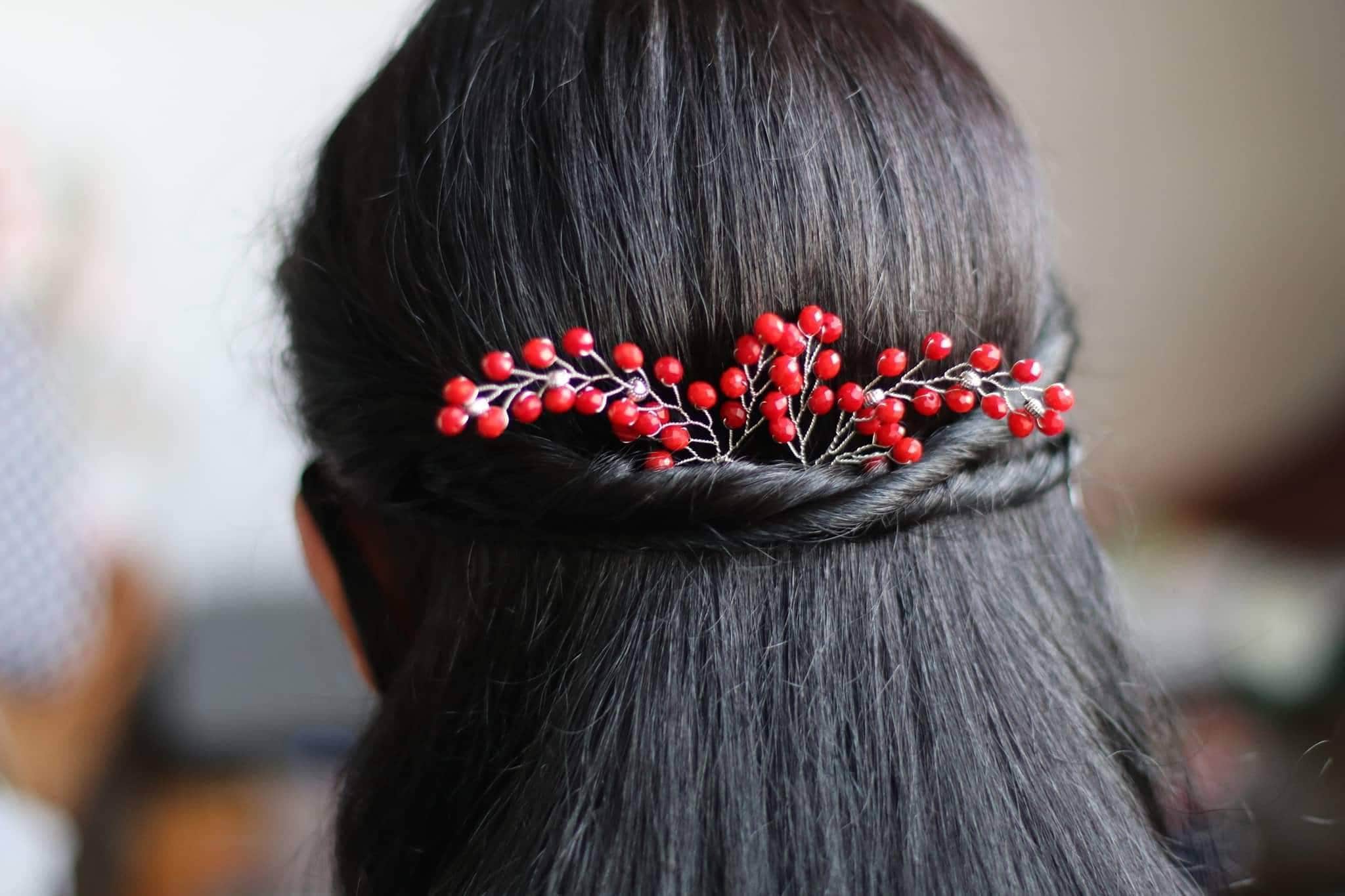 Red hair pin bridal hair pins crystal hair pins wedding hair | Etsy