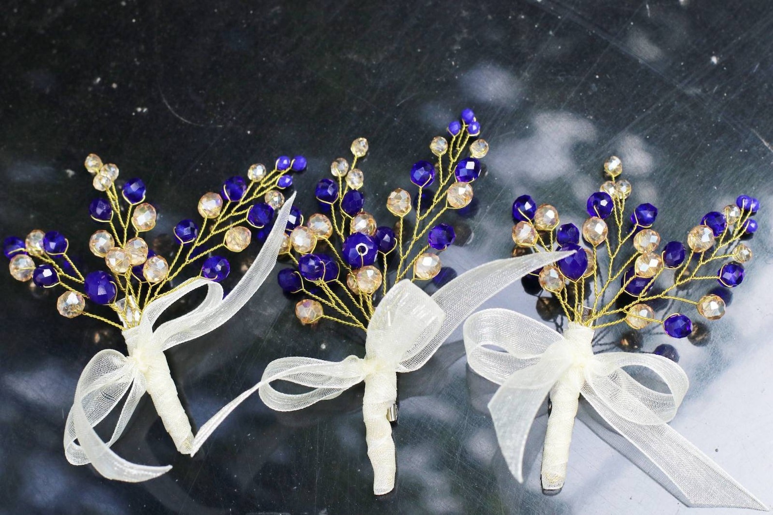 Royal Blue Corsage and Boutonniere Set Flower Prom Corsage | Etsy