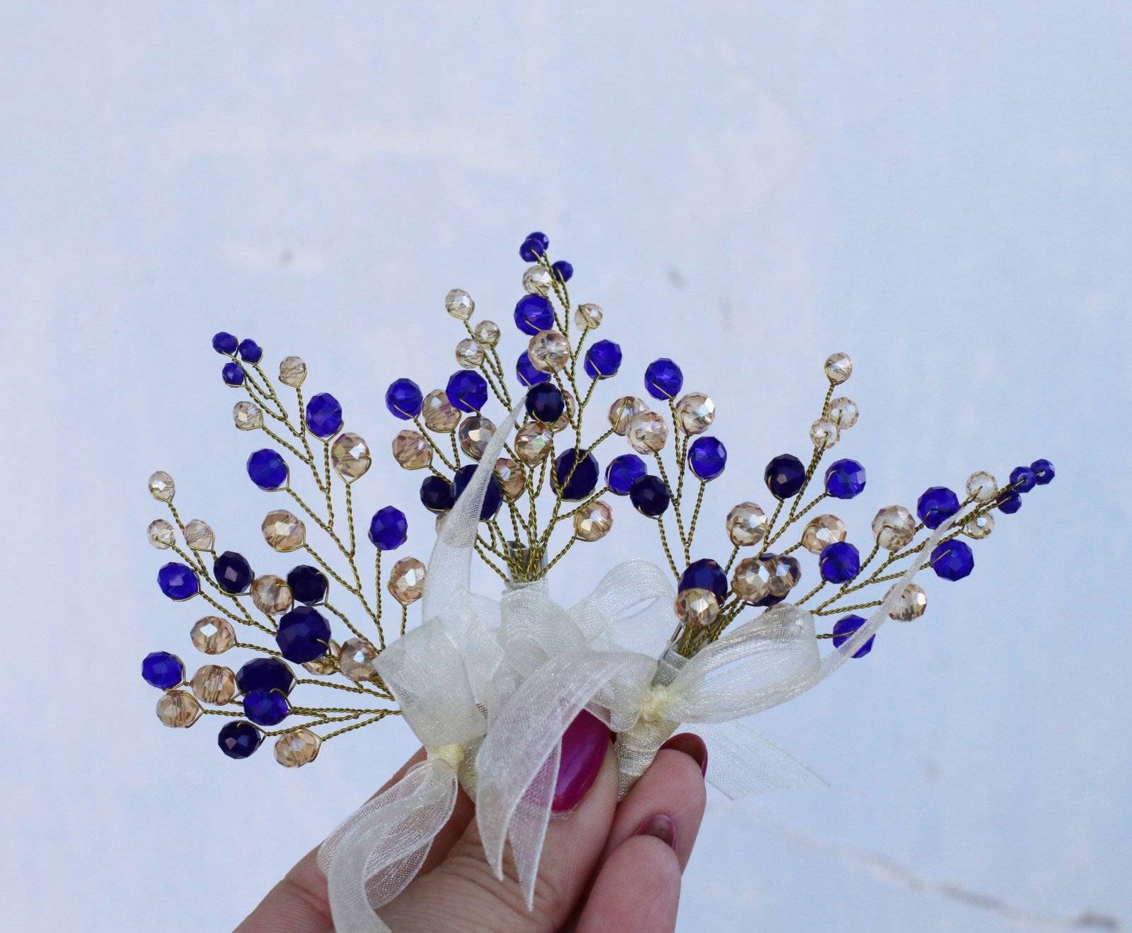 Royal Blue Corsage and Boutonniere Set Flower Prom Corsage | Etsy