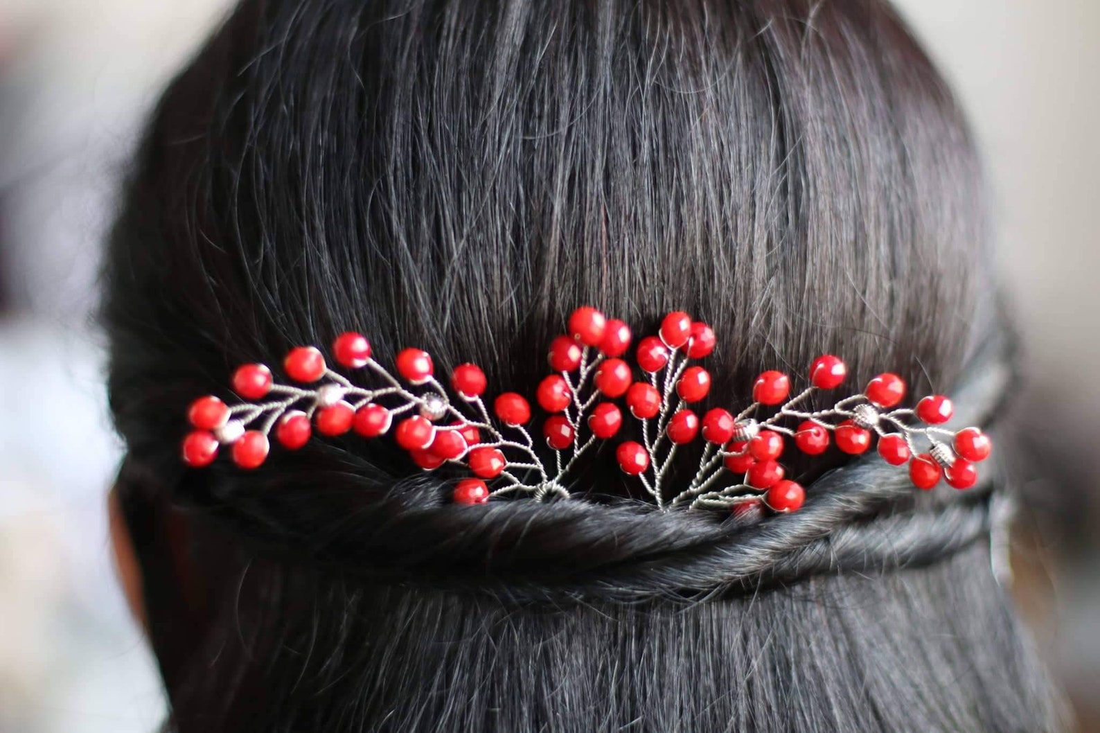 Red Hair Pin Bridal Hair Pins Crystal Hair Pins Wedding Hair - Etsy