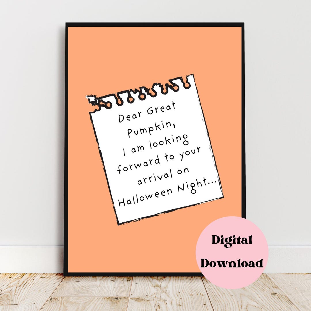 Dear Great Pumpkin, Charlie Brown, Fall Wall Art, Autumn Wall Art ...