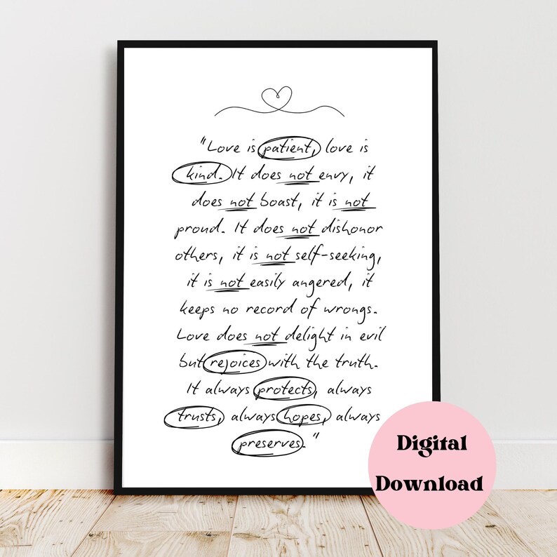 1 Corinthians 13, Scripture Wall Art, Bible Verse Wall Art, Printable ...