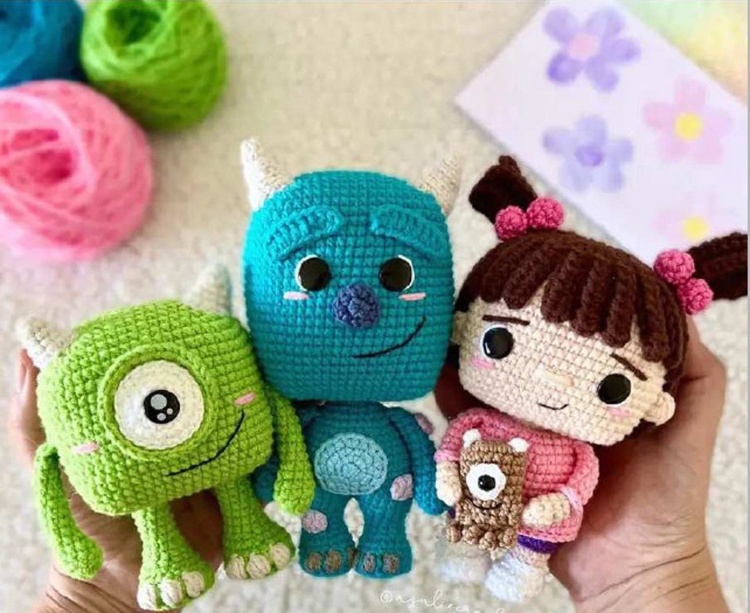 Cute Set Monster Crochet Pattern Sullivan, Wazowski, BOO PDF FILE ...