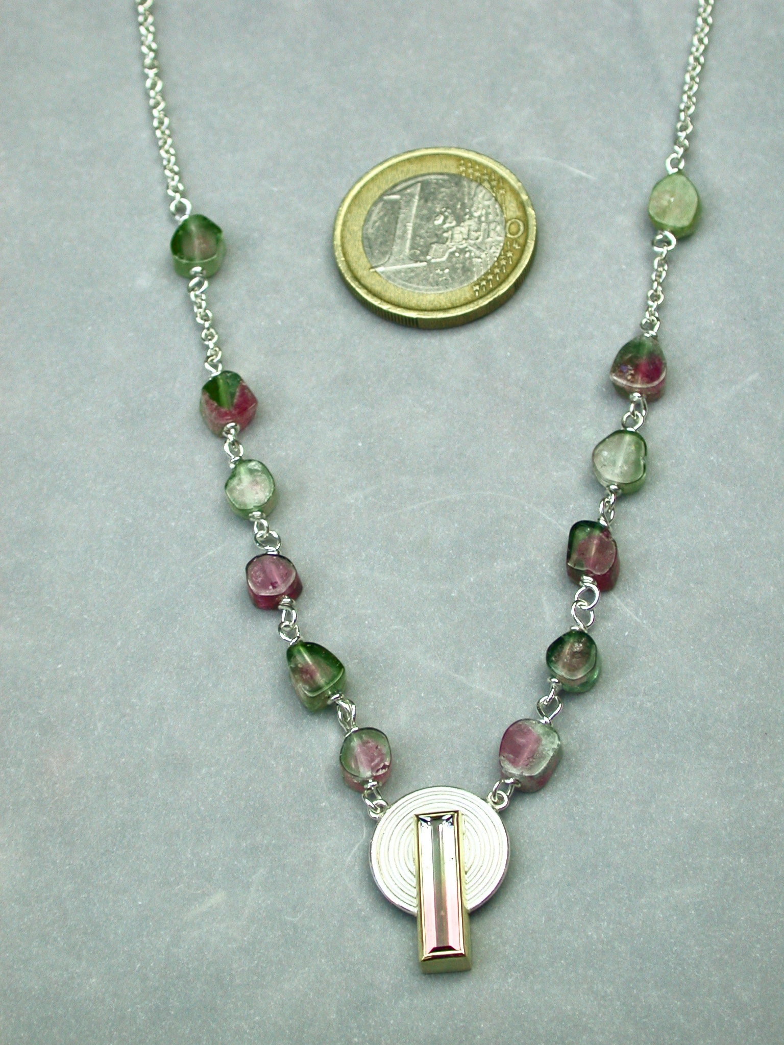 Collar con colgante de turmalina plata de primera ley oro de - Etsy España