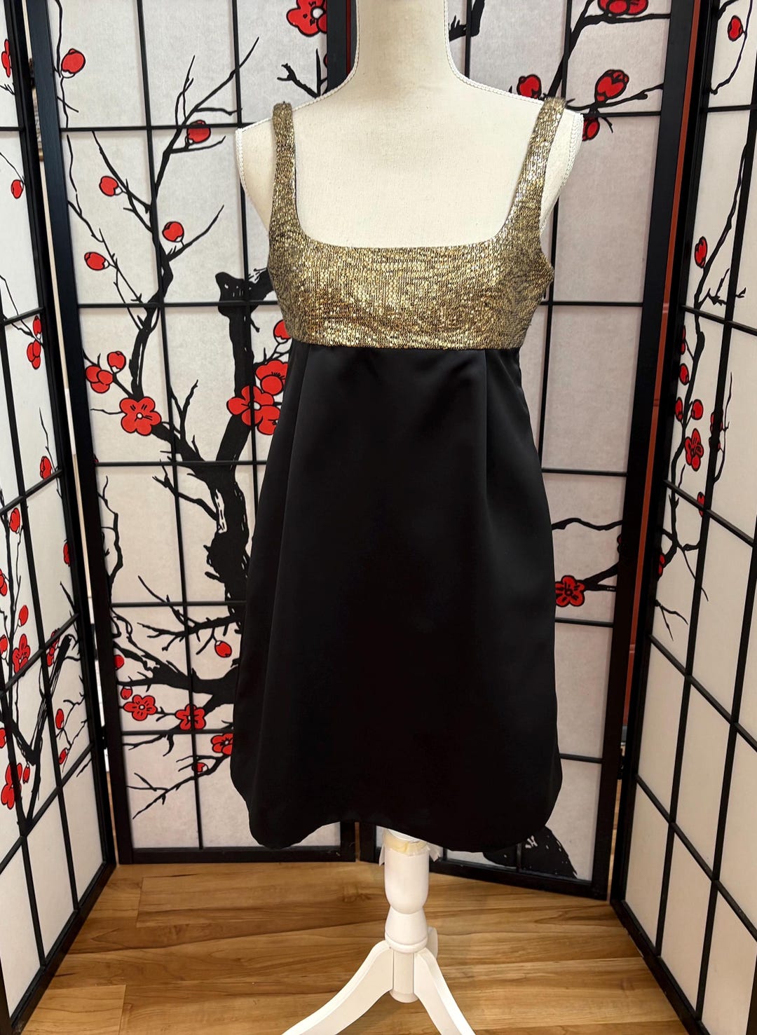 Vintage 60s Gold Lame & Black Satin Babydoll Dress, Size 6 - Etsy
