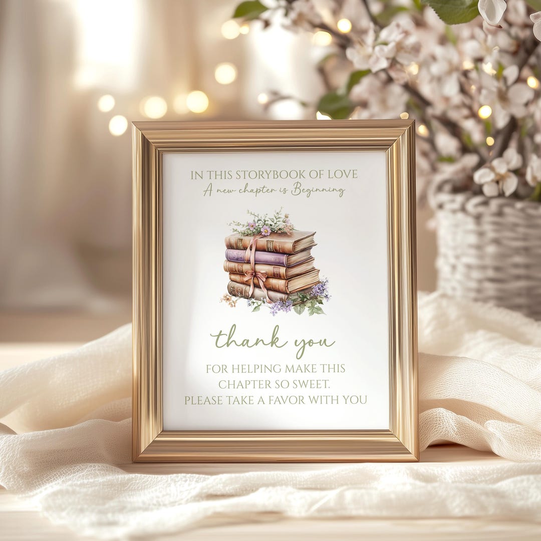 Book Themed Bridal Shower Favor Sign, Book Bridal Shower, Book Theme ...