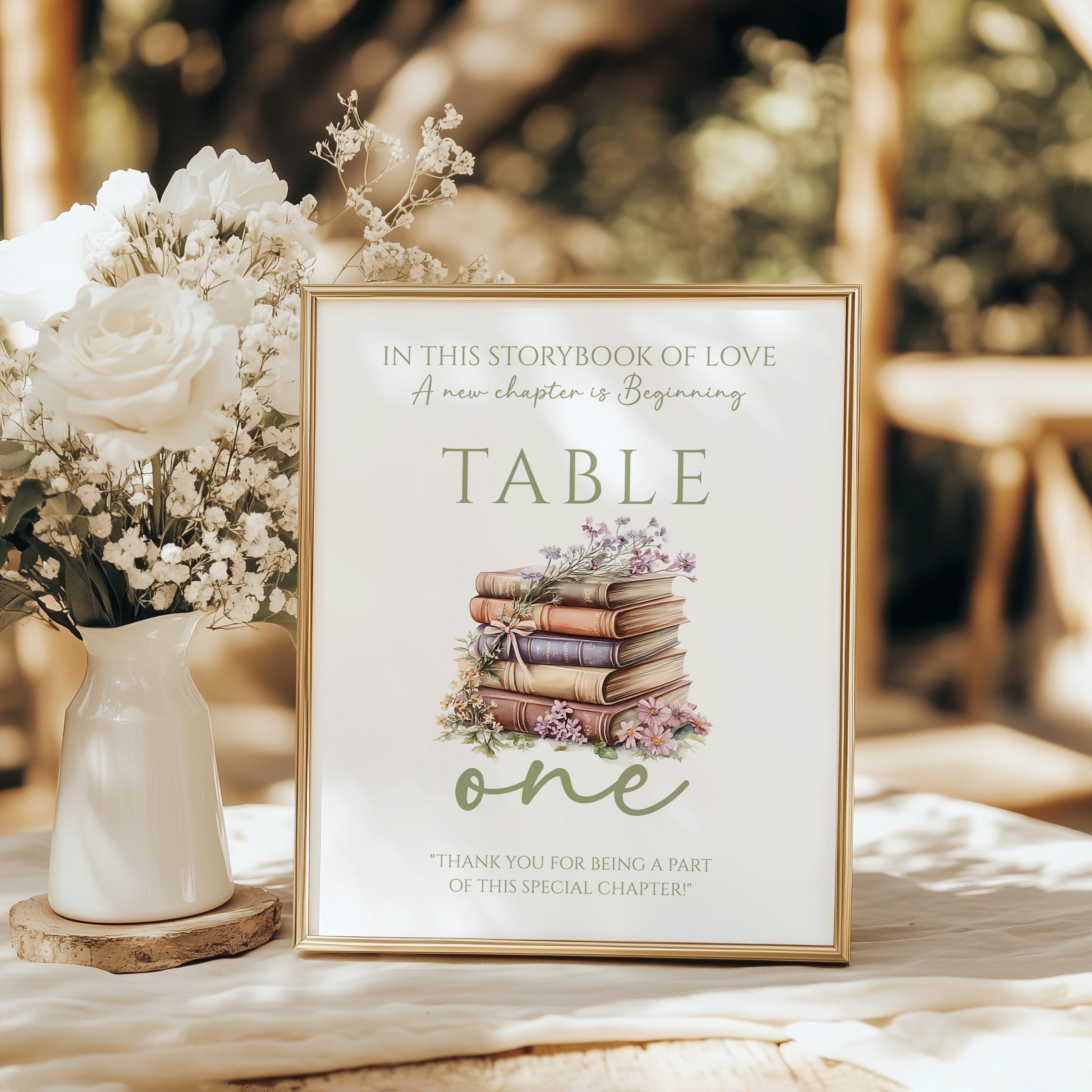 Book Bridal Shower Table Number Sign, Book Bridal Shower, Book Themed ...