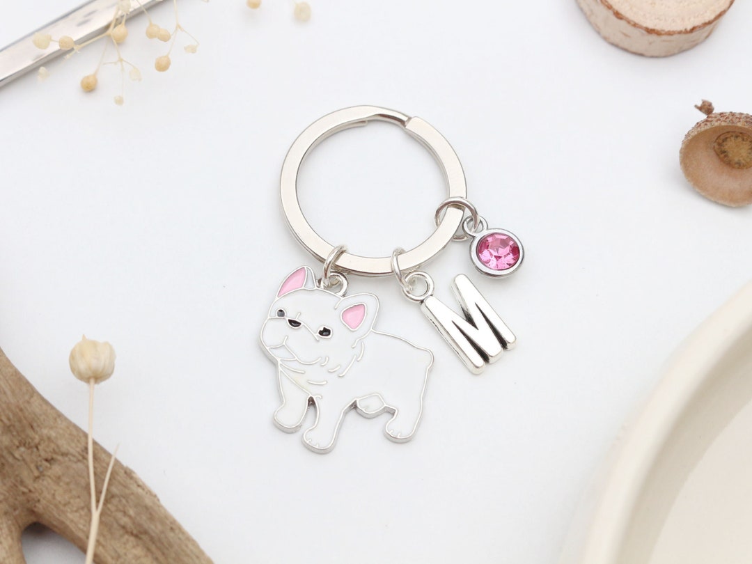 Personalised White French Bulldog Keyring - Dog Lover Gift, Frenchie - Etsy