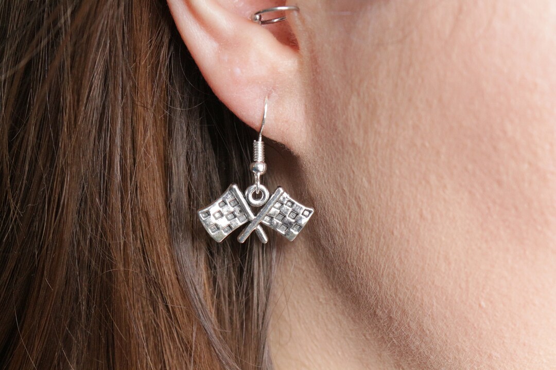 Racing Flag Earrings - F1 Fan, Rally Car, Karting Gift, Racing Lover ...