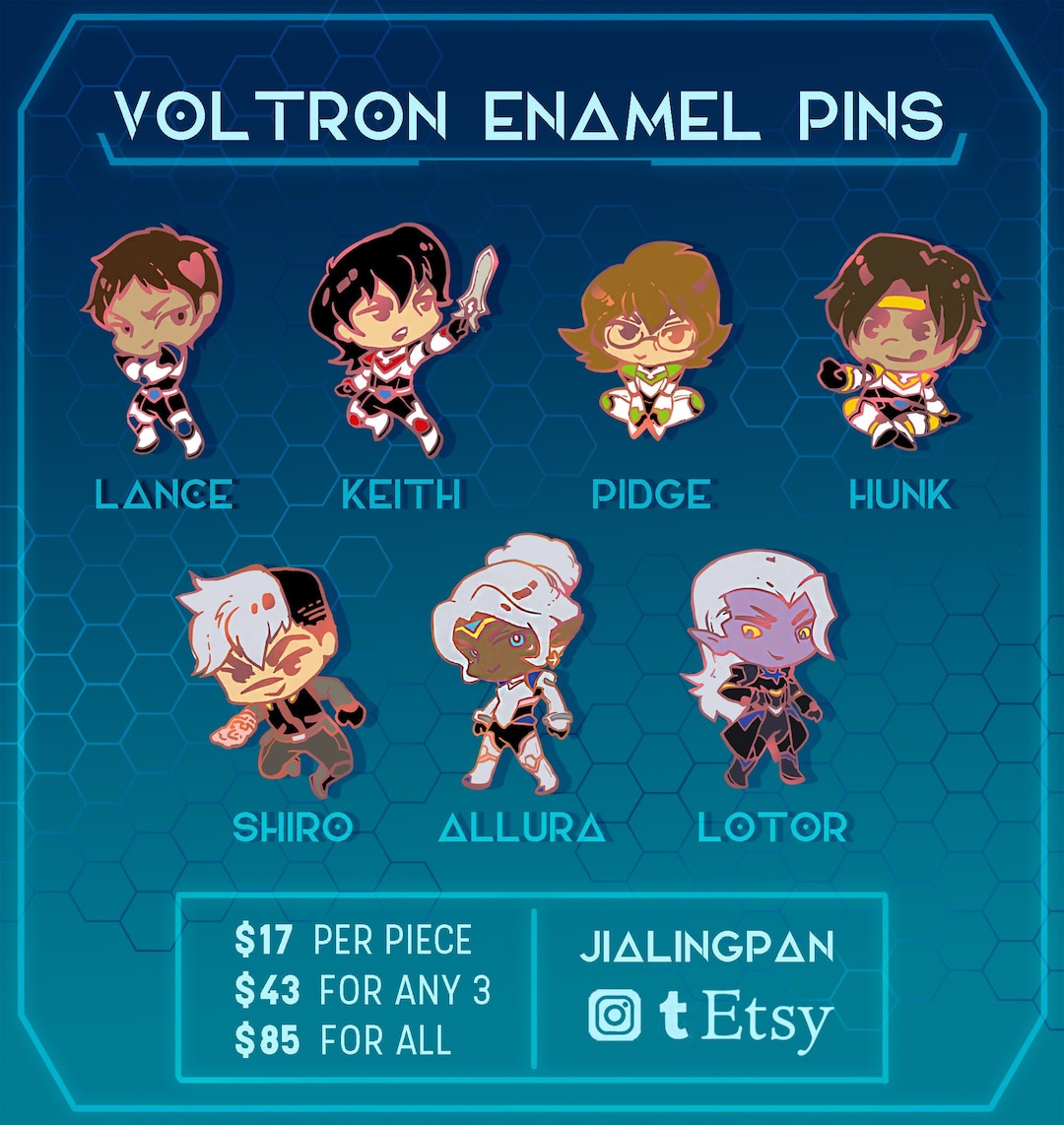 Voltron : Legendary Defender Enamel Pins - Keith Shiro Allura Lotor ...