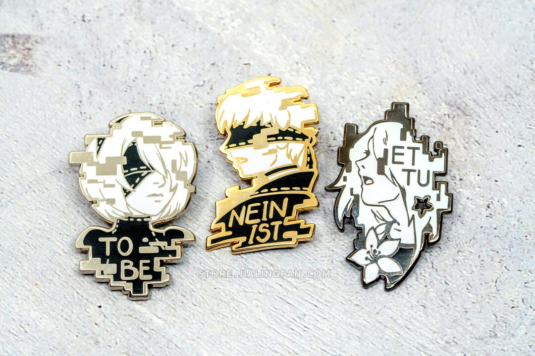 Nier : Automata Enamel Pins - 2B A2 93 Pod152 Robot Black Box Lunar ...