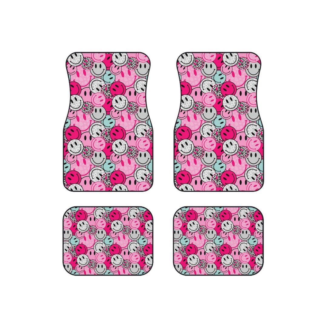 Car Mats Set of 4 Retro Smile Smiley Smily Face Car Accessories Floor ...