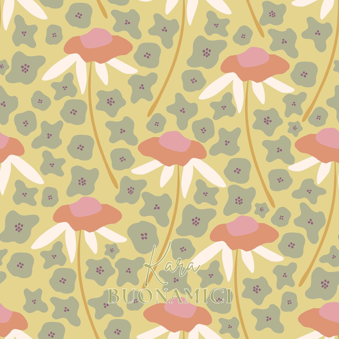 Pastel Garden Meadow Repeat Pattern JPG | Digital Download | Seamless ...