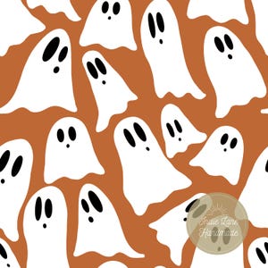 Groovy Ghosts Halloween Fall Seamless Repeat Pattern JPG | Digital ...