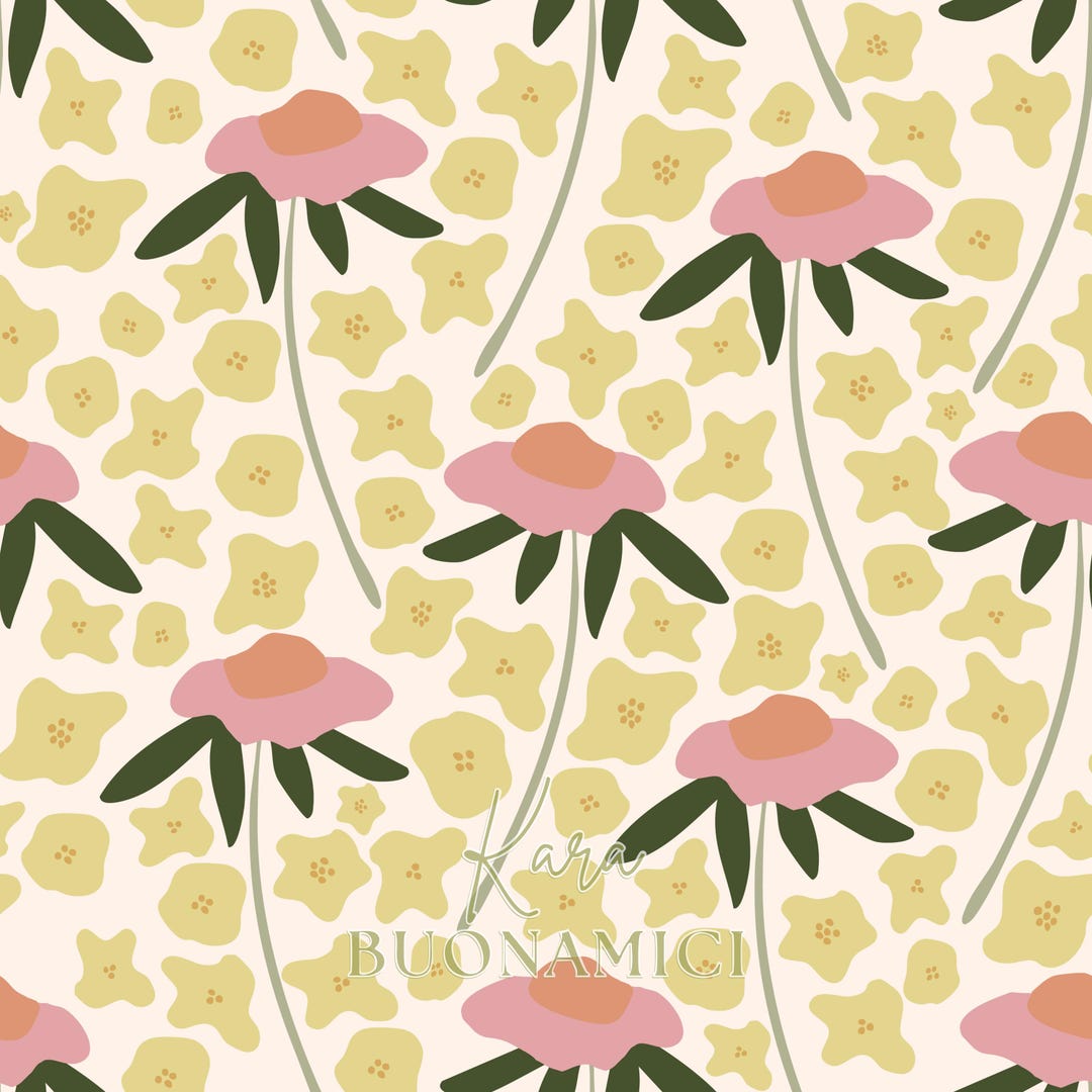 Pink Garden Meadow Repeat Pattern JPG | Digital Download | Seamless ...
