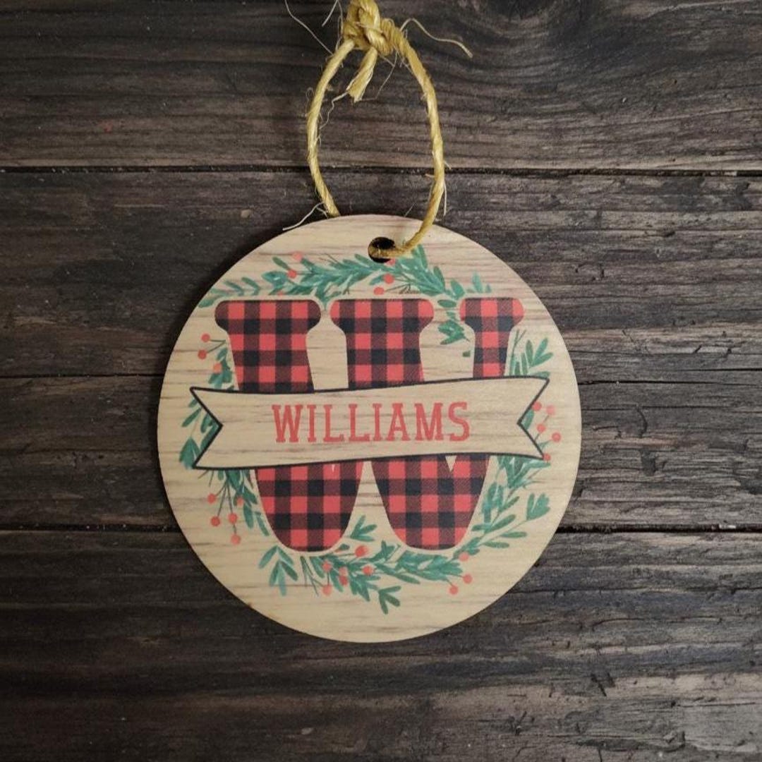 Personalized Monogram Letter Ornament, Rustic Holiday & Christmas Decor ...