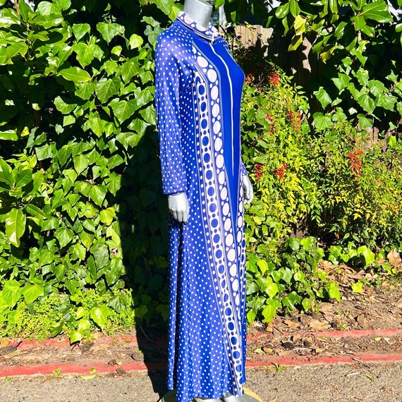 1970s Op Art Zip Front House Dress - Gem