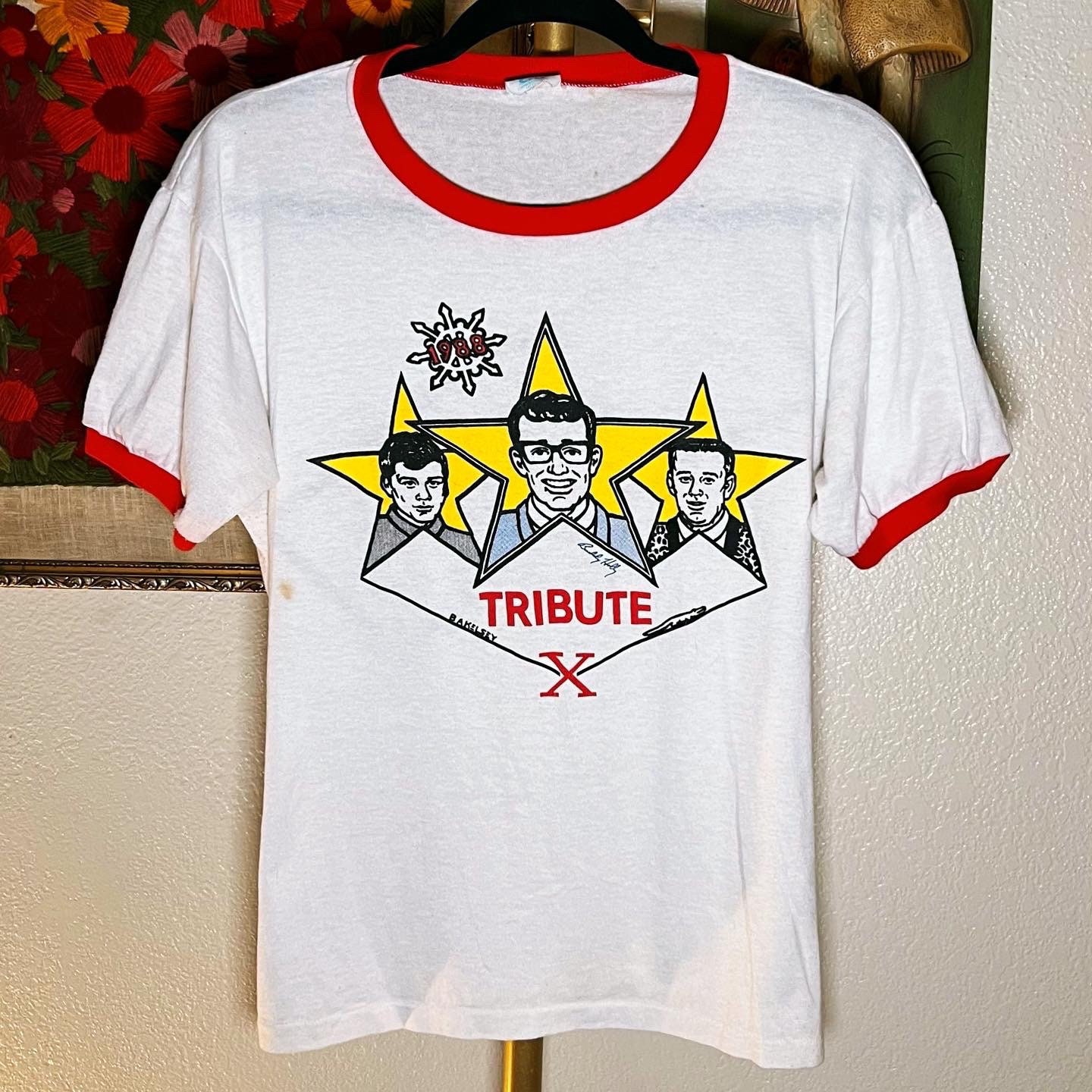 1980s RARE Buddy Holly Tribute Ringer Tee - Etsy