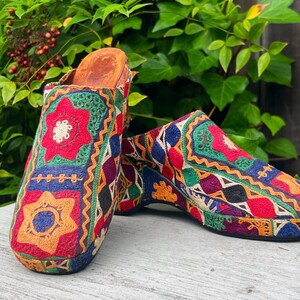 1960s Suzani Chain Stitched Embroidered Platform Mule Clogs - Etsy