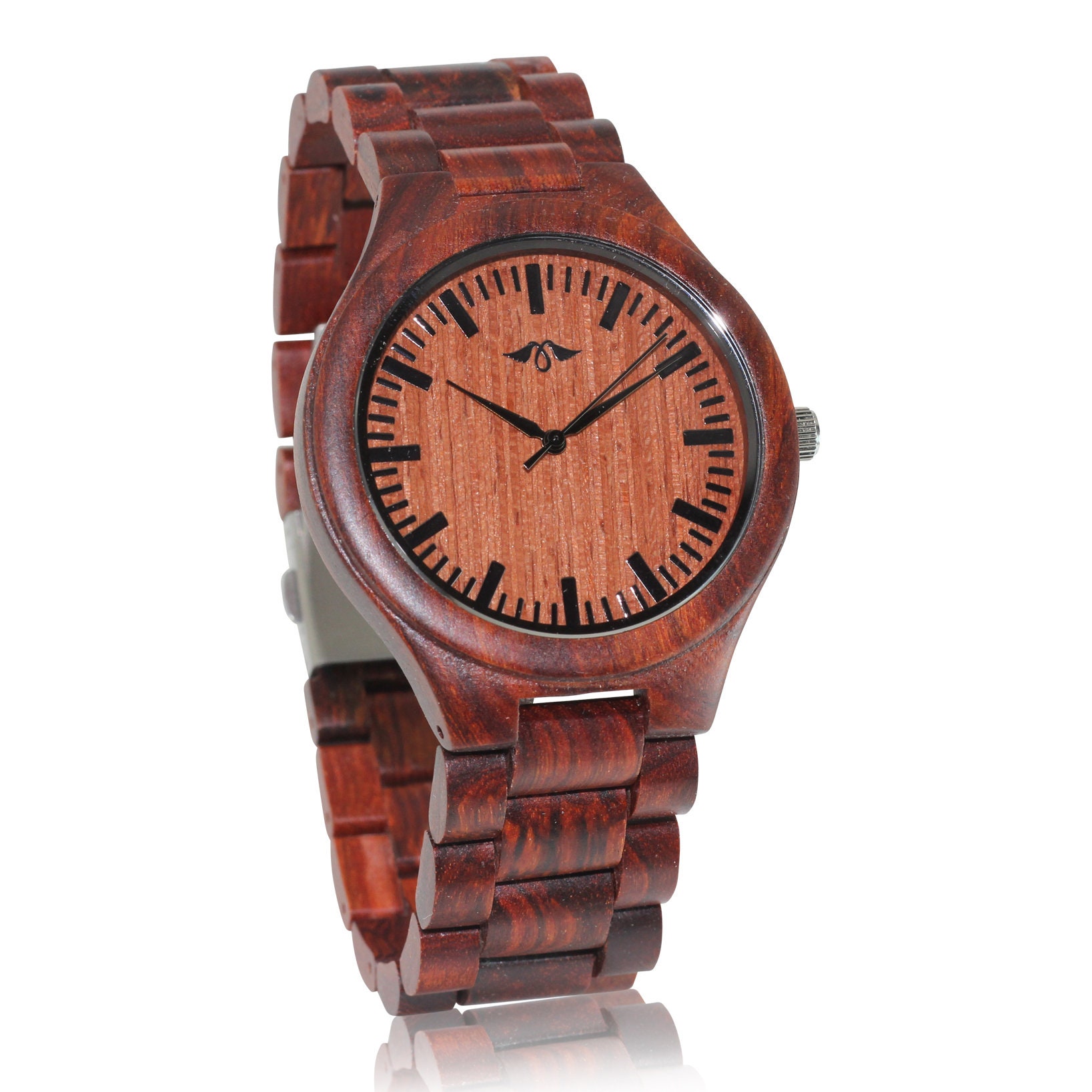 Engraved Red Sandalwood Men’s Watch With Red Sandalwood Band, Wood ...