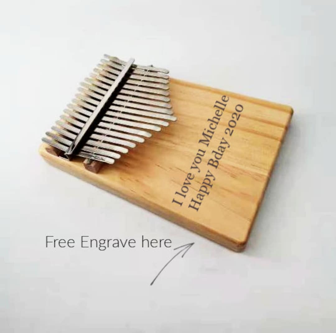 Engraved Wood Kalimba, Single Color Flatboard Wooden 17 Keys Kalimba ...