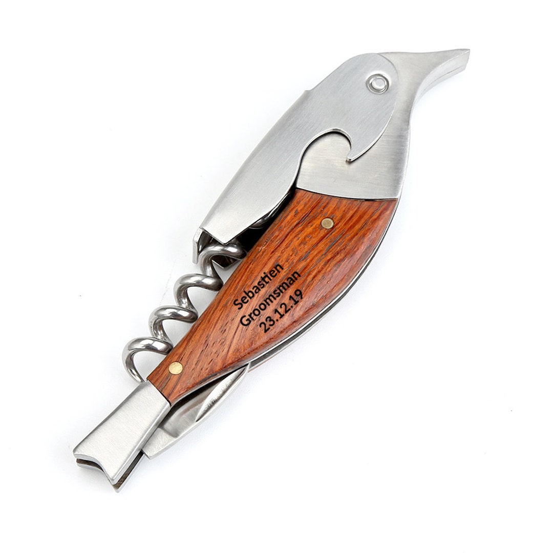 Bird Engraved Groomsmen Corkscrew Opener-personalized Wine Bottle ...