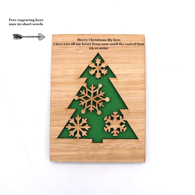 Engraved Christmas Cards Greetingchristmas Tree Holiday Card | Etsy