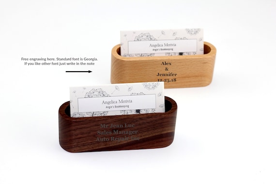 Laser Engraved Wood Business Card Holder Custom Personalized - Etsy