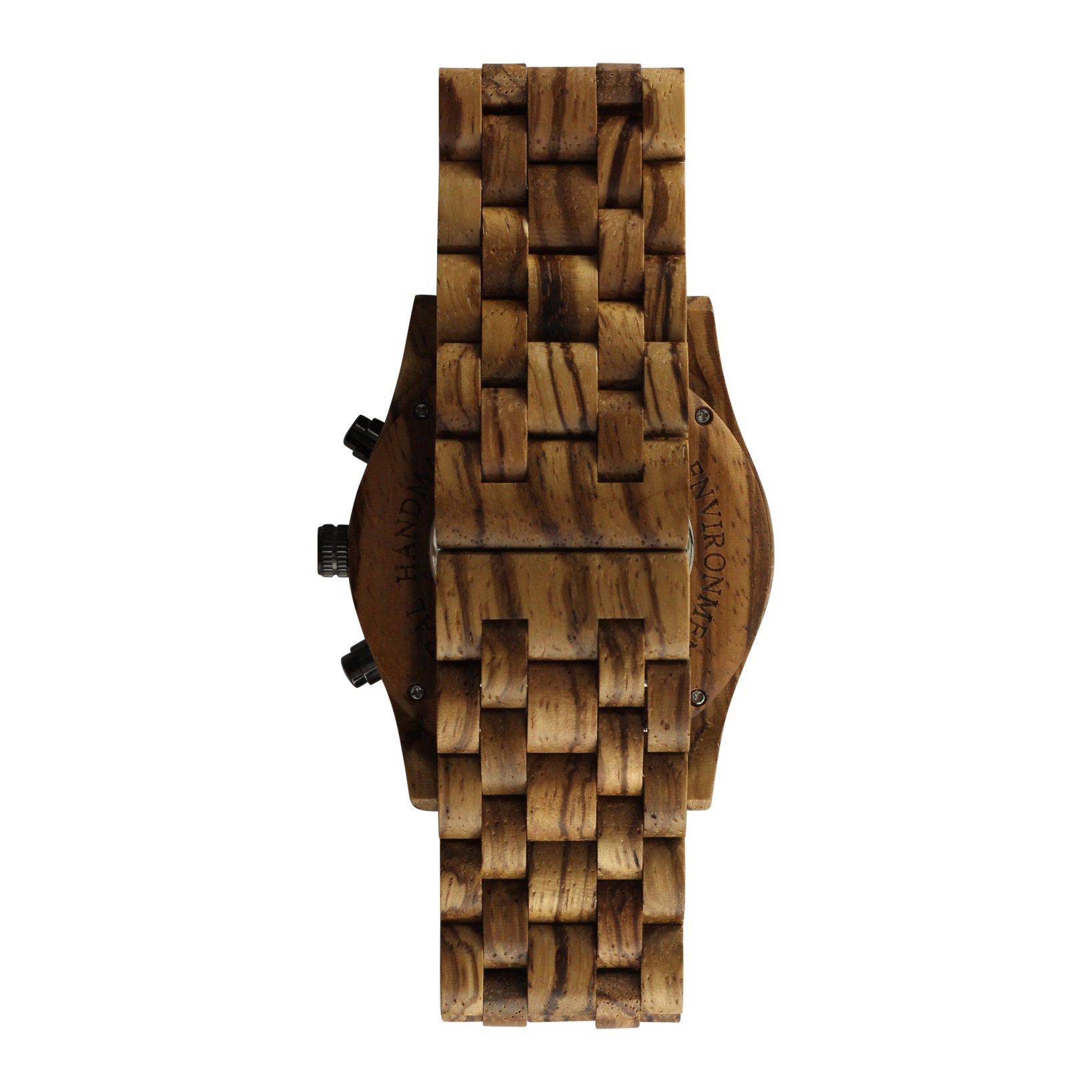 Engraved Automatic Zebrawood Men’s Watch With Red Hands and Zebrawood ...