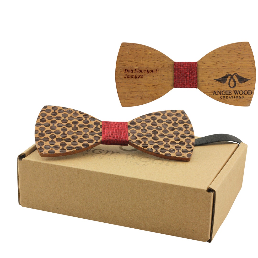 Engraved Large Round Zebrawood Bow Tie With Adjoining Circular Design ...