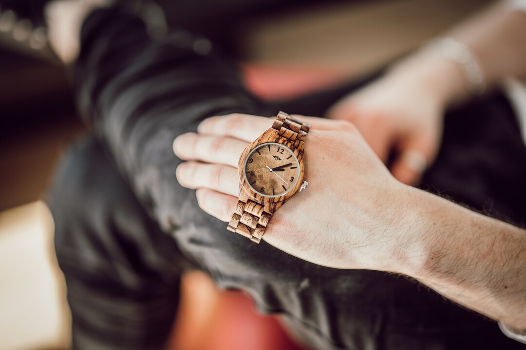 Engraved Zebrawood Men’s Watch With Maple Dial, Wood Watch for Him ...