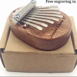 Engraved Mini Wood Kalimba, Single Color Flatboard Wooden 8 Keys Mini ...