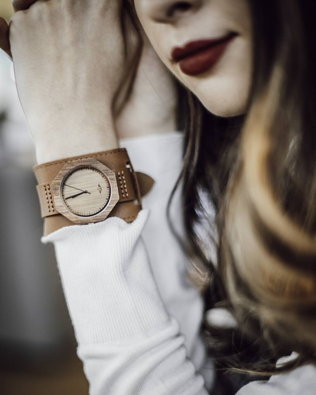 Engraved Angie Wood Creations Zebrawood Women's Watch With PU Leather ...