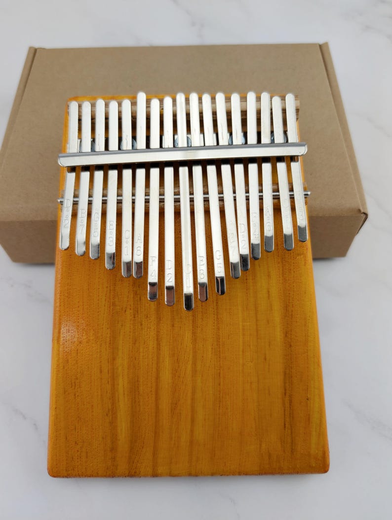Engraved Wood Kalimba, Single Color Flatboard Wooden 17 Keys Kalimba ...