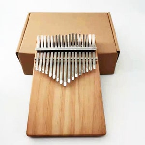 Engraved Wood Kalimba, Single Color Flatboard Wooden 17 Keys Kalimba ...